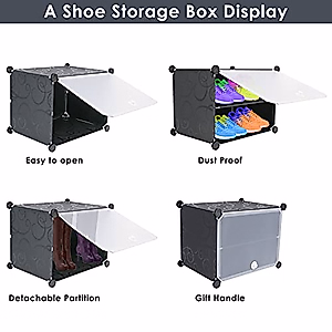 WerkWeit Portable Shoe Storage 6-Tier Shoes Rack 36 Pairs Plastic Cube Storage Tower Shelves for Storage Shoe Cabinet Shoe Rack for Entryway, Hallway and Closet for Shoes Slippers Boots Storage Black