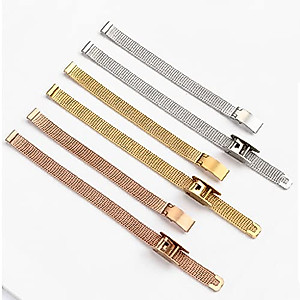 Watch Bands Women Mesh Stainless Steel Watch Straps 6MM 8MM 10MM 12MM Fashion Men Adjustable Metal Watch Bands Replacement Folding Band Smart Watch Wristbands Bracelet with Tool Gold 12mm