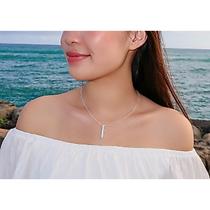 Sterling Silver Plain Vertical Bar Pendant Necklace, 18"