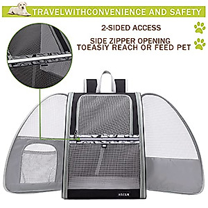 ALCLM Pet Carrier Backpack for Dogs and Cats Backpack,Puppies,Fully Ventilated Mesh,Airline Approved,Designed for Travel, Hiking, Walking & Outdoor Use-Black