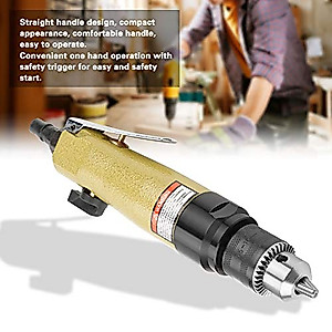 Straight Pneumatic Drill 900rpm Air Power Drill High Speed Pneumatic Drilling Engraving Polishing Tool with Adjustable Inlet Valve Wrench Chunk Key Inlet Port