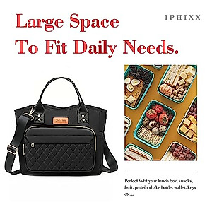 iPhixx Lunch Box for Women, Lunch Bag for Women Work, Insulated Lunch Box, Lunch Tote Bag, Lunch Pail Purse Bag for Nurse with Shoulder Strap, Lunchbag For Picnic Hiking Beach with 8 Ice Packs