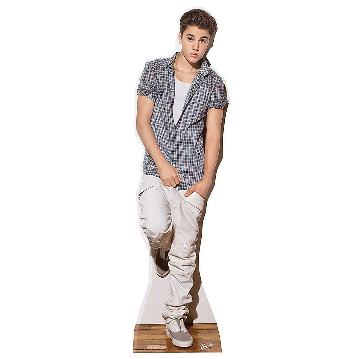 Star Cutouts, Justin Bieber (Checkered Shirt), Cardboard Cutout Stand-Up, Celebrity Life-Size Stand-In - 74" x 19"
