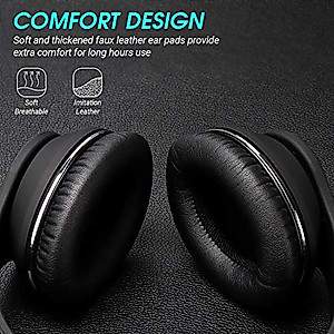 August EP640 Bluetooth Headphones - Wireless Over Ear Headphones with aptX / NFC / 3.5mm Audio In / Headset Microphone - Black