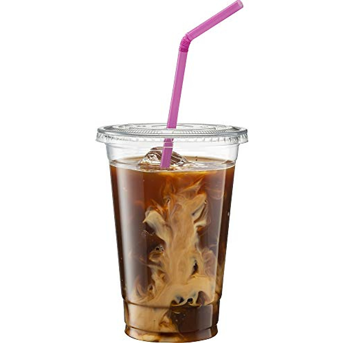 [500 Pack] Striped Flexible Plastic Drinking Straws Disposable Straw 8'' inches Tall Assorted Colors