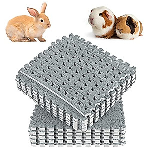 Oiibo 10PCS Guinea Pig Cage Liners Bed Mats 12"x12" with Borders, Small Animals Hedgehog Fleece Pee Pads Washable and Reusable for Pet Rabbit Dog Cat Playing or Sleeping Bedding Mat (Grey) (Grey)