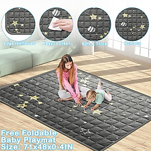 Baby Playpen with Play Mat, 71x51 Extra Large Playpen with Gate, Indoor & Outdoor Baby Fence, Anti-Fall PlayYard for Babies and Toddlers, Kids, Children's