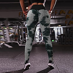 Bblulu Women's High Waist Yoga Pants Tie-Dyed Tummy Control Active Ruched Butt Lifting Stretchy Leggings Textured Booty Tight