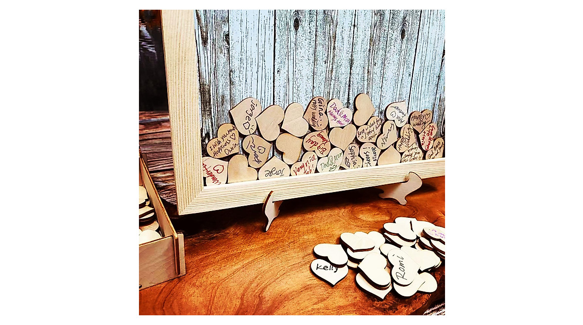 Wedding Guest Book Alternative with Pen - Rustic Wooden Frame for ...