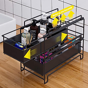 LIFOND Under Sink Storage Kitchen Sink Storage Shelf, Stackable Shelf,Cabinet Countertop Storage Shelf,Under Sink Organizer,Multifunction Storage Shelf Rack,for Kitchen Bathroom, White Single Layer
