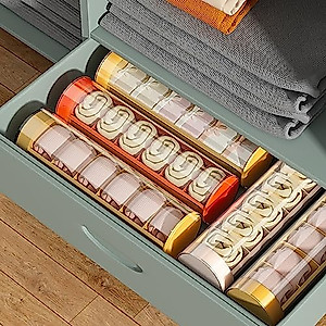 degtnb Underwear Drawer Organizer, Socks Organizer Separate Compartments Dustproof Plastic 6 Cells Underpants Ties Bras Storage Box