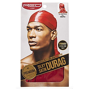 RED by Kiss Silky Satin Durag Premium Smooth Silky Durag for Men & Women 360 Waves Headwraps (Red)