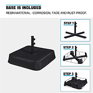 SUPERJARE 14FT Outdoor Patio Umbrella with Base Included, Extra Large Table Umbrella with Fade Resistant Canopy, Double Sided Outdoor Umbrellas for Pool, Deck, Market, Backyard-Beige