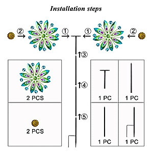 Viveta Kinetic Wind Spinner, 53 inch Outdoor Metal Wind Spinners for Yard and Garden, Double Windmill with Stable Stake