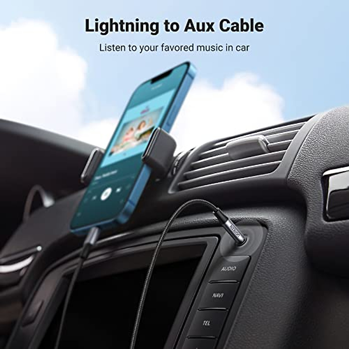 UGREEN Aux Cord for iPhone Aux to Lightning Cable for Car Adapter MFi Certified Lightning 3.5mm Headphone Male Audio Jack Compatible with iPhone 14 Pro Max/13 12 11 Pro Max/12 11 XR SE/8 Plus, 3.3FT