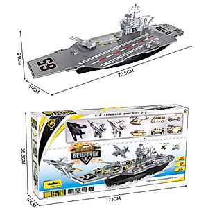 Aircraft Carrier Toy, Military Battleship Aircraft Carrier Toys,Army Set,Military Battleship Model Building Toy Kit