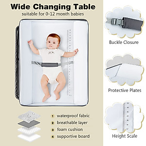 INFANS Baby Changing Table, Folding Diaper Station Portable Nursery Organizer with Safety Belt and Large Storage Racks for Newborn Baby and Infant (Grey)
