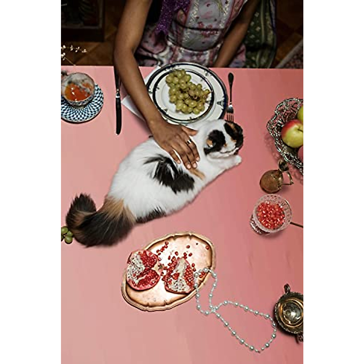 2Pcs Rose Gold Plastic Tablecloth Rose Gold Tinsel Foil Table Cover Disposable Rectangular Metallic Tablecloth Rose Gold Party Supplies Decorations for Bachelorette, Baby Shower, Wedding Table Decor