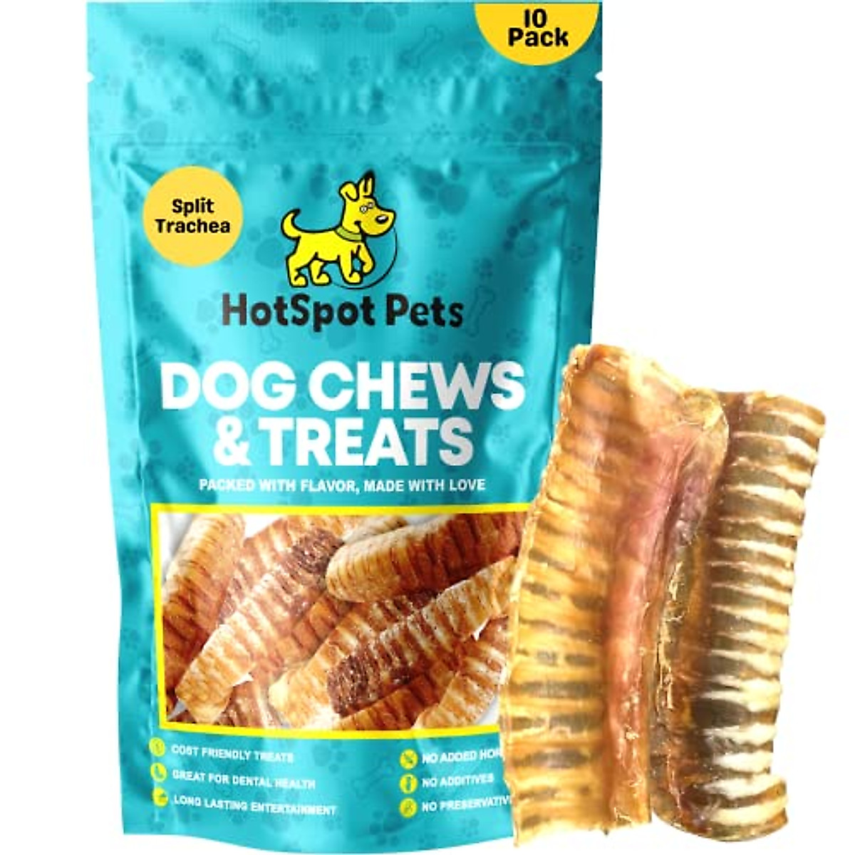 hotspot pets Premium Beef Trachea for Dogs 6" Strips Split - All Natural Grass-Fed Beef Dog Chews, Rich in Glucosamine Chondroitin for Joint Health, Single Ingredient No Rawhide Dog Treats