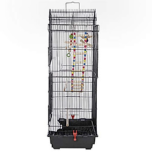 SUPER DEAL 39'' Roof Top Parrot Bird Cage with Toys for Cockatiel Sun Conure Parakeet Finch Budgie Lovebird Canary Large Flight Pet House