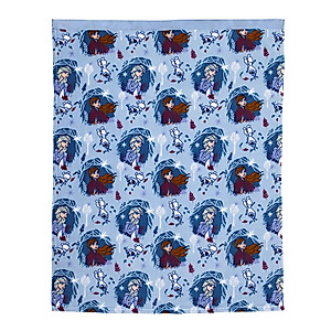 Disney Frozen 2 - Magical Journey - White Super Soft Toddler Blanket, Light Blue, Lavender, Teal