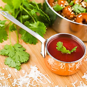 Restaurantware 2 Ounce Mini Sauce Pan 1 Copper Sauce Pan - Ergonomic Handle Oven-Ready Stainless Steel 2-Ounce Sauce Pan No-Corrosion For Sauces Dips Or Mini Dishes