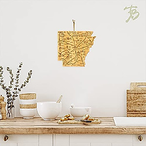 Totally Bamboo Destination Arkansas State Shaped Serving and Cutting Board, Includes Hang Tie for Wall Display