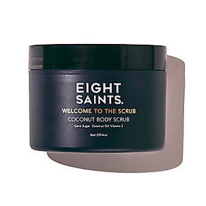 Eight Saints Welcome to the Scrub Coconut Body Scrub, Natural and Organic Exfoliating Sugar Scrub for Acne, Cellulite, Deep Cleansing, Scars, Wrinkles, Exfoliate and Moisturize Skin, 8 Ounces