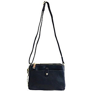 Compact Genuine Leather Concealed Carry Purse, Shoulder or Cross-Body, CCW, Black
