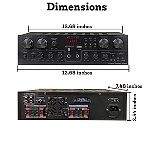 Technical Pro 4 Channel 1600 Watts 8 Speaker Bluetooth Home Theater Receiver System w/ 4 Pairs of 5.25” Ceiling Wall Mount 2-Way Mid Bass Woofer Ceiling Speakers - Home Theater Kit