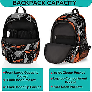 Pardick Basketball Slam Duck School Backpacks for Girls Boys Teens Students - Stylish College Schoolbag Book Bag - Water Resistant Travel Backpacks for Women Men