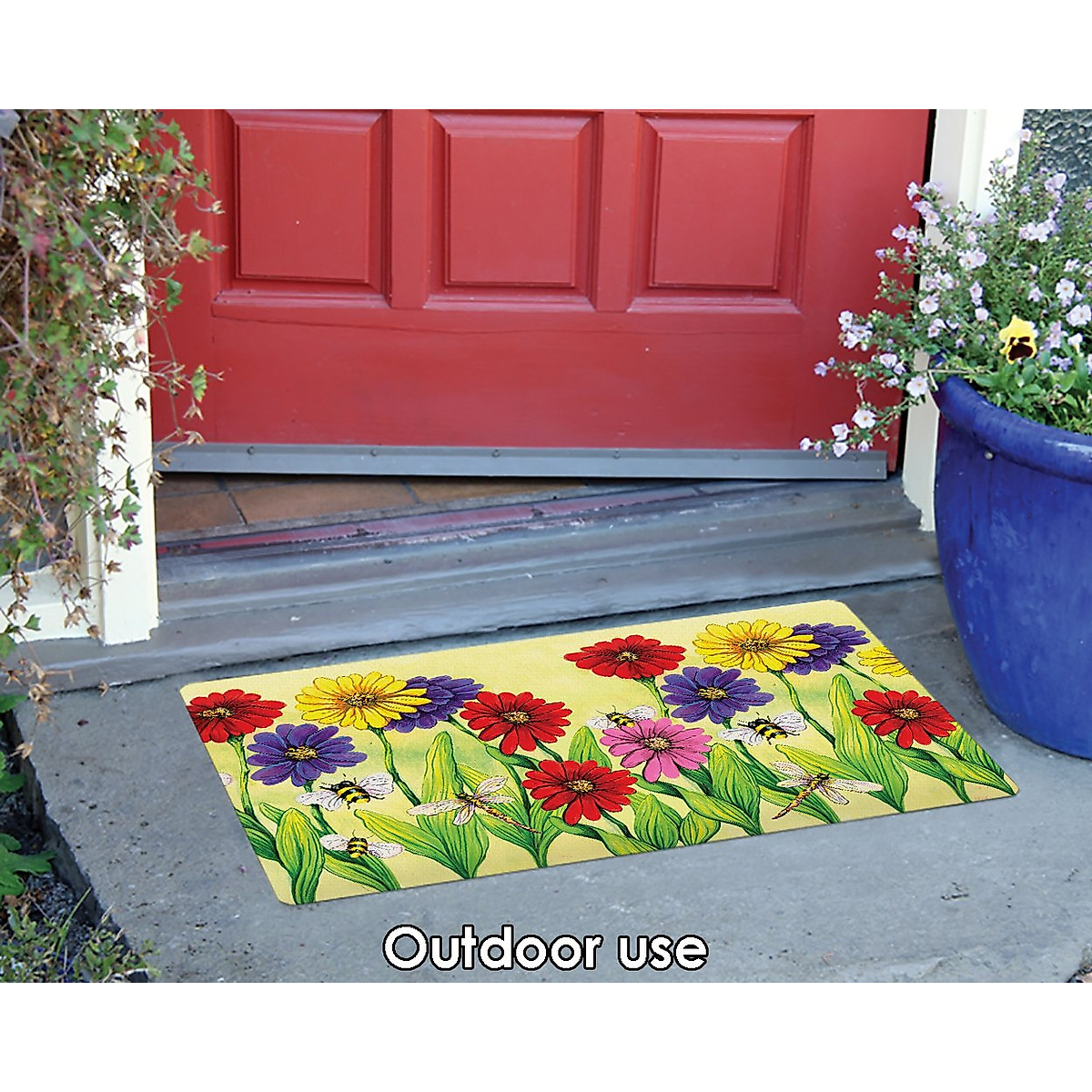 Toland Home Garden 800215 Zinnia Flight Spring Door Mat 18x30 Inch Summer Outdoor Doormat for Entryway Indoor Entrance