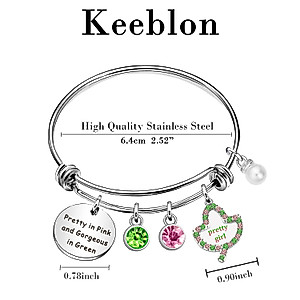 Sorority Paraphernalia Gift for Women Greek Sorority Bracelet Sisterhood Graduation Gift Jewelry Pretty In Pink Gorgeous In Green Bracelet (Pink Green BR)