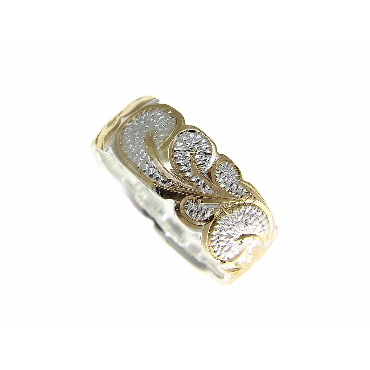 Arthur's Jewelry 925 Sterling silver Hawaiian queen scroll yellow gold plated 2 tone cut out edge ring size 12