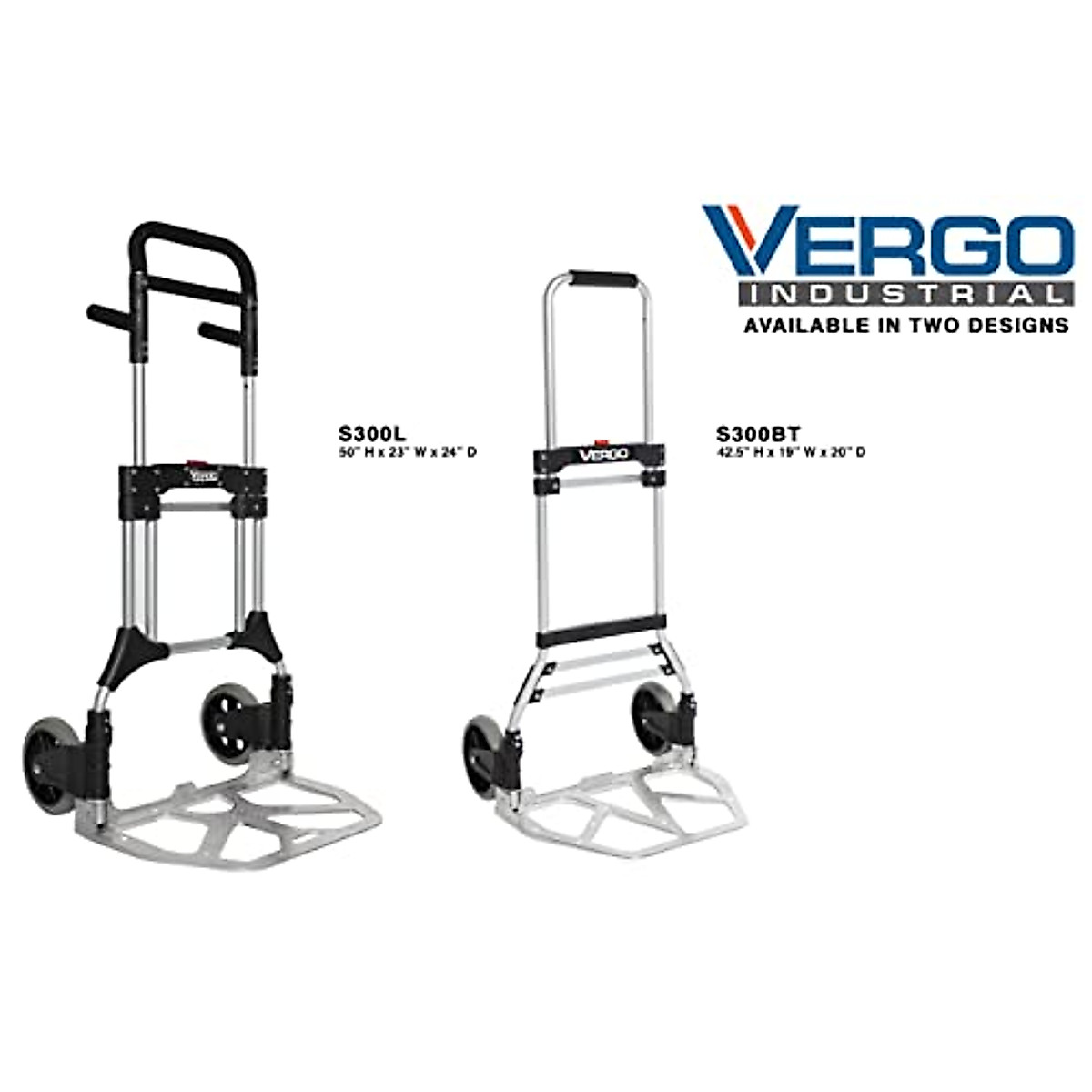 Vergo Industrial Folding Hand Truck - 275 lb. Capacity Dolly Cart - No Assembly Required Hand Cart, Lightweight, Collapsible & Compact, Telescoping Handle Extends to 42.5 Inches