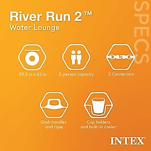 Intex River Run Connect 1 Person Inflatable Water Raft (4 Pack) Bundled with River Run II 2 Person Inflatable Floating Lounge with Cooler