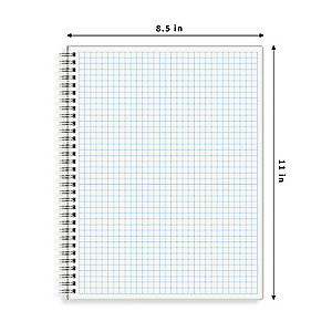 HULYTRAAT Large Graph Ruled Wirebound Spiral Notebook, 8.5 x 11 Inches, 4 X 4 Quad Ruled (4 sq/in) Paper Pad, Premium 100gsm Ivory White Acid-Free Paper, 128 Squared/Grid Pages per Book (Pack of 2)