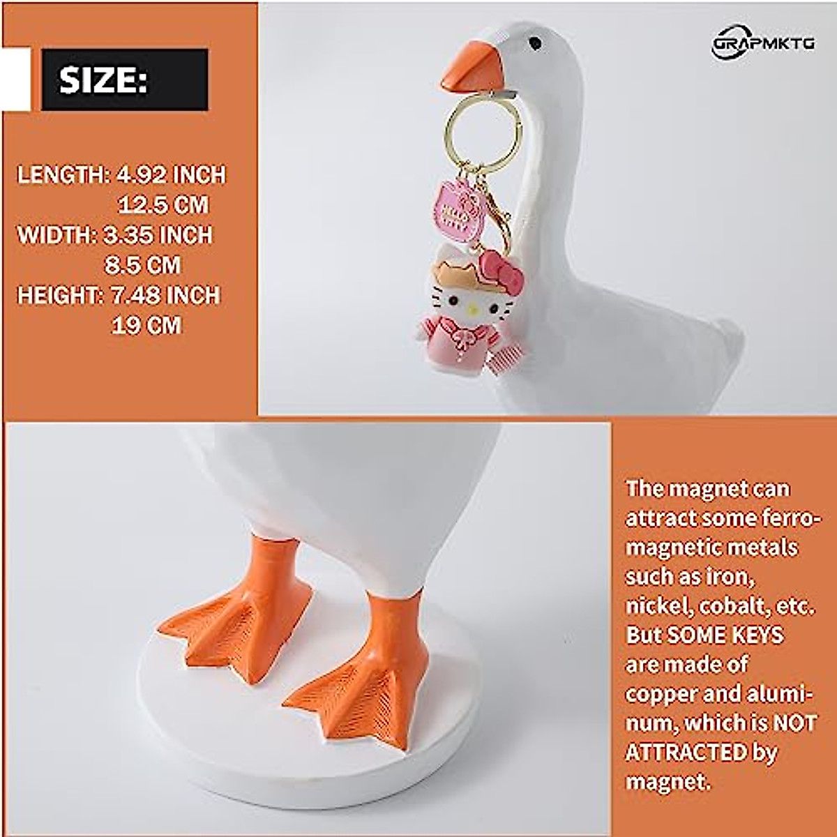 GRAPMKTG Magnetic Goose Key Holder Cute Home Decor Kawaii Room Office Table Desk Decor Aesthetic Funny Sculpture Bedroom Decor Housewarming Gifts for Women Men1 Pack