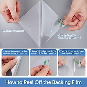 HIDBEA Frosted Window Privacy Film - Non Adhesive Static Cling Glass Stickers Sun UV Blocking Heat Control Door Covering Decals for Home Office, 23.6 x 78.7 Inch