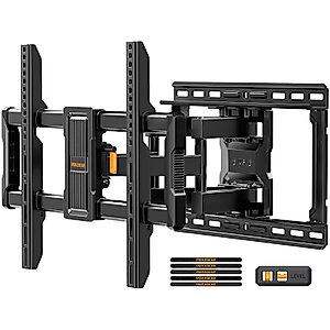 Perlegear UL-Listed Full Motion TV Wall Mount for 40–86 Inch Flat Curved TVs up to 132 lbs, 12″/16″ Wood Studs, TV Mount Bracket with Tool-Free Tilt, Swivel, Extension, Max VESA 600 x 400mm, PGLF15