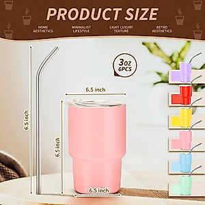 Hanna Roberts Mini Tumbler Shot Glass with Straw, Mini Tumbler Cups, Espresso coffee cups, Metal Mini 3oz Shot Glass Tumbler with Straw & Lid (6pcs) Home or Outdoor for Dink and Espresso