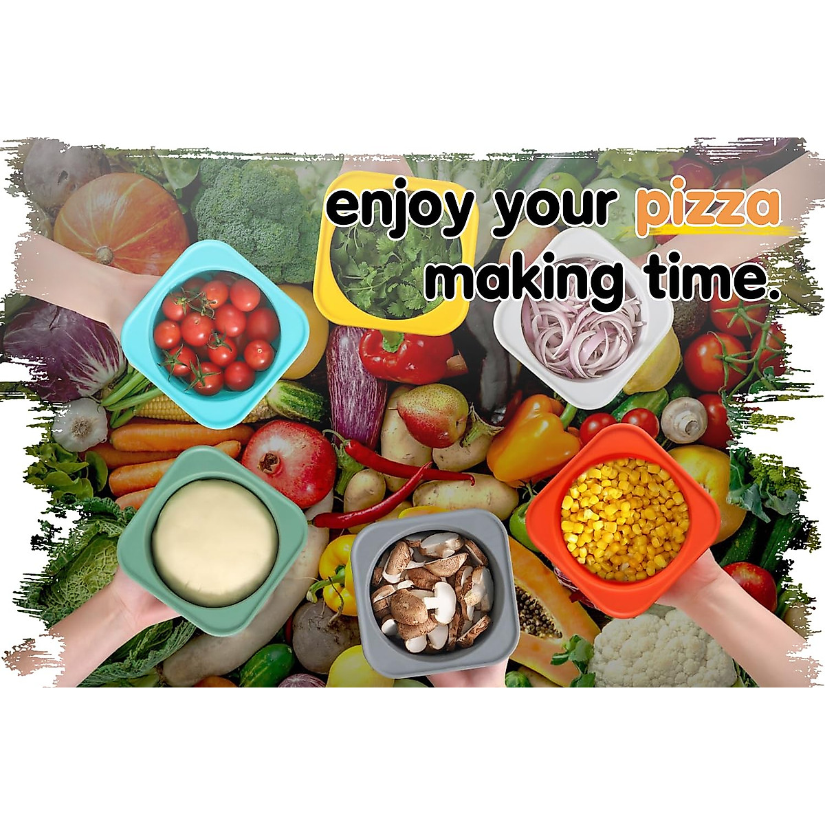 KEVJES Stackable Silicone Artisan Pizza Dough Proofing Boxes Proving Containers with Lids pizza making accessories-4 pack-500ml portion (Green)