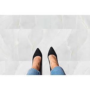 Palazzo Self Adhesive 12-Inch Vinyl Floor Tiles, 20 Rectangular Tiles - 12" x 24", Opal Pattern - Peel & Stick, DIY Flooring for Kitchen, Dining Room, & Bedrooms by Achim Home Décor