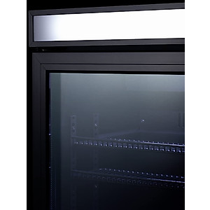 Summit Appliance SCR3502DLL Countertop Shallow Depth Single-Zone Commercial Refrigerator for Freestanding Use with French Glass Doors, Black Cabinet, Front Locks, and LED Lighting