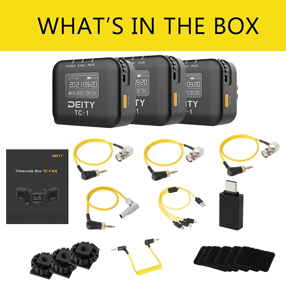 Deity TC-1 KIT Wireless Timecode Box 3 PCS,2.4G Radio,Timecode Accuracy 0.5ppm,8 Channel,Bluetooth 5.0,Max Range 250 FT, Support APP Control with 3 BNC Cable Wireless Timecode Generator