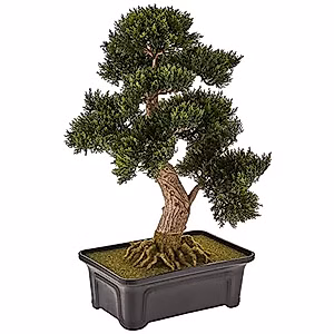 Nearly Natural 4103 24in. Cedar Bonsai Silk Plant,Green