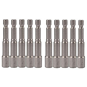 Yakamoz 10Pcs Magnetic Nut Setter Driver Drill Bit Set 1/4" Hex Shank to 1/4" Hex Socket Power Nut Driver Bits, 2-Inch Length