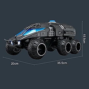 RACENT RC Crawler 1:12 Scale Water Bullet Shooting Remote Control Cars, 6WD All Terrain RC Truck with Colorful Led Lights, Rechargeable Battery, Toy Gift for Boys Girls Kids