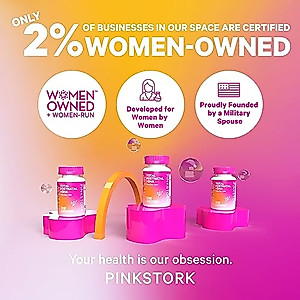 Pink Stork Total Postnatal Vitamins for Women with DHA, Iron, Folate, and Vitamin B12, Postpartum Recovery Essentials, Daily Postnatal Supplement for Breastfeeding Moms, 60 Capsules, 1 Month Supply