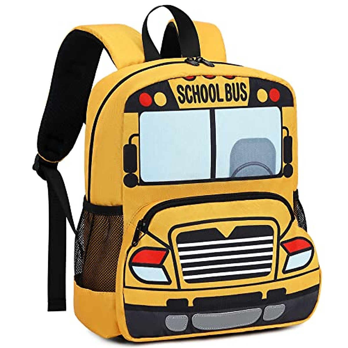 Kids Backpack for Boys Girls Preschool Bookbags 3D Cartoon Daycare Toddler Bags (Yellow bus)